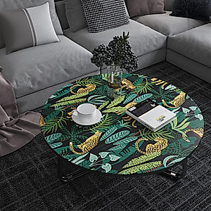 CHIHUT Leopard King Peel and Stick Wallpaper Self Adhesive Removable Jungle Animal Wallpaper Tropical Green Leaf Contact Paper Waterproof Wall Paper Decorative Vinyl Roll for Walls Cabinets 17.7”x100”