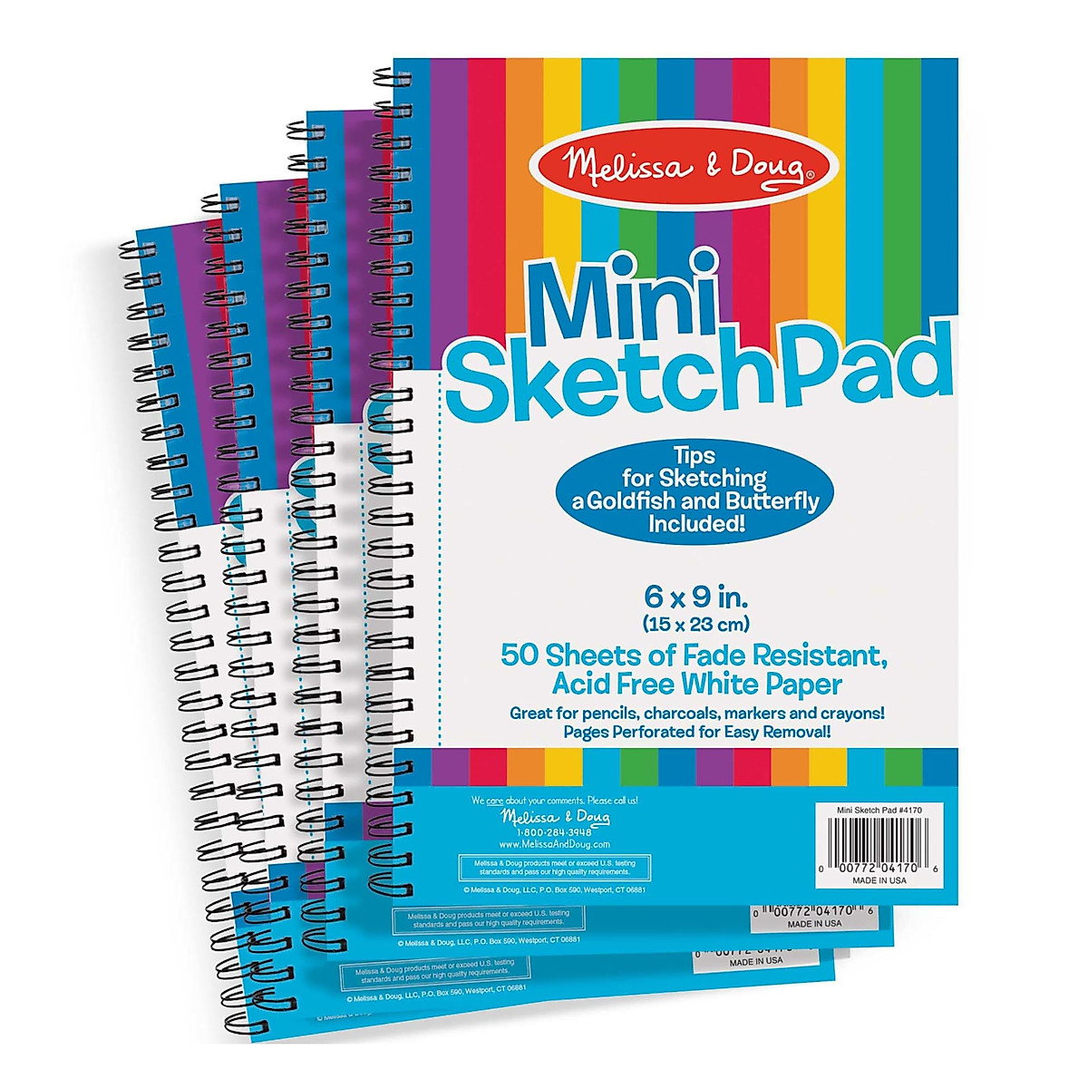 Melissa & Doug Mini-Sketch Spiral-Bound Pad (6 x 9 inches) - 4-Pack