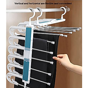 HS&ROXIN Space Saving Magic Pants Rack [2 Pieces] Upgraded Clip Anti Slip Design Pants Storage Rack 6-in-1, Suitable for Skirts, Jeans, Casual Pants, Scarves, etc