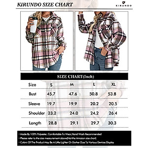 KIRUNDO Women's 2024 Fall Winter Flannel Plaid Shirts Jacket Casual Long Sleeve Boyfriend Button Down Shacket Coats(Style3-Orange, X-Large)