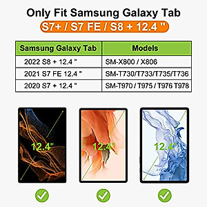 Syndrruce Magnetic Case for Samsung Galaxy Tab S7 Plus/S7 FE/S8 Plus 12.4 Inch, Slim Lightweight Protecitve Cover with S Pen Holder for Samsung Tablet S7 Plus/ S7 FE/ S8 Plus 12.4" (DarkBlue)