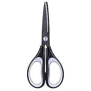 EZWORK Multipurpose Scissors, Comfort-Grip Handles Sharp Scissors for Office Home School Craft Sewing Fabric Supplies (6.7", Black)