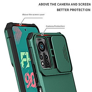 TARGI Slide Lens Phone Holder Back Phone Case for Infinix Hot 11s NFC Luxury Cover Hybrid Hard Panel Funda for Infinix Hot 9 10s 10 Play 11 s 12 10t Smart 4 5 6 Shell (Dark Green,infinix hot 9 Play)