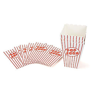 Bekith 100 Pack Paper Open-Top Popcorn Box, Popcorn Containers Striped Red and White, Great for Movie Theater Carnival Party