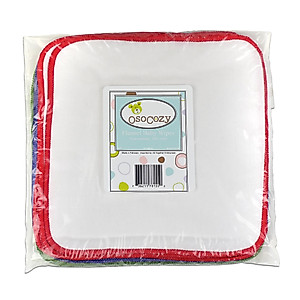 OsoCozy Flannel Cloth Baby Wipes - Reusable & Washable Saves Money - White 100% Cotton - Soft and Durable - Colorful Stitching - 8 x 8 inches, 15 Count (Pack of 1)