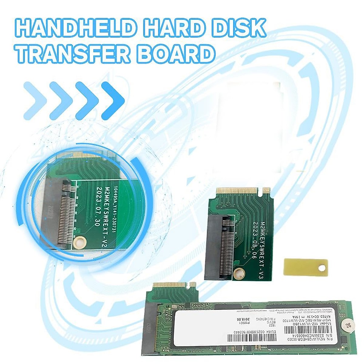 PCIE4.0 for Rog Ally SSD Memory Hard Drive Card Adapter Converter Transfer Board 90° M2 Transfercard for Handheld,Gaming Console Module Accessories (Long 4layer PCIE4.0)