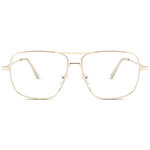 COASION Classic Non-prescription Clear Lens Eyeglasses Metal Frame Eyewear for Women Men (Gold)