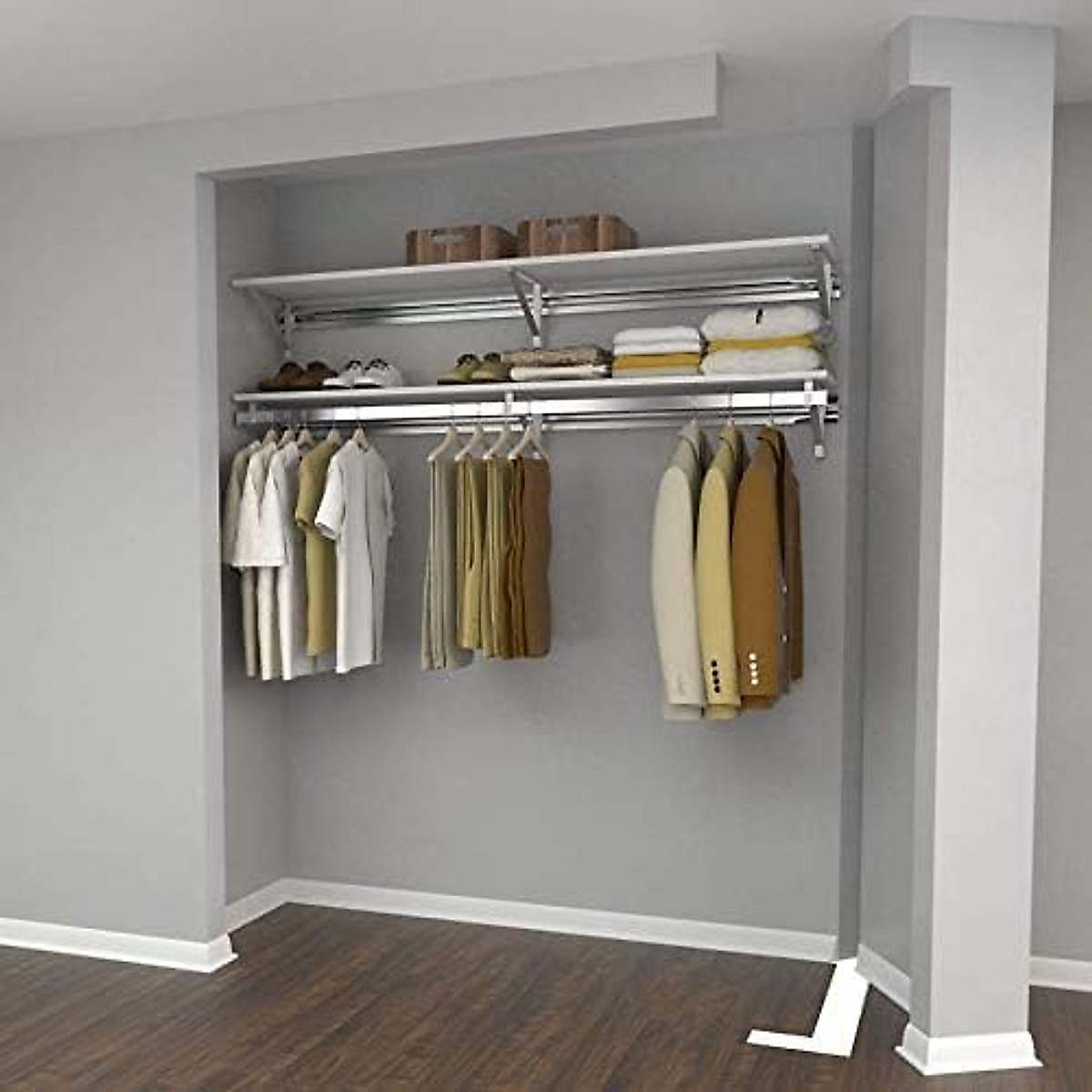 Arrange A Space Single Hang Second Shelf Closet System, 48", White