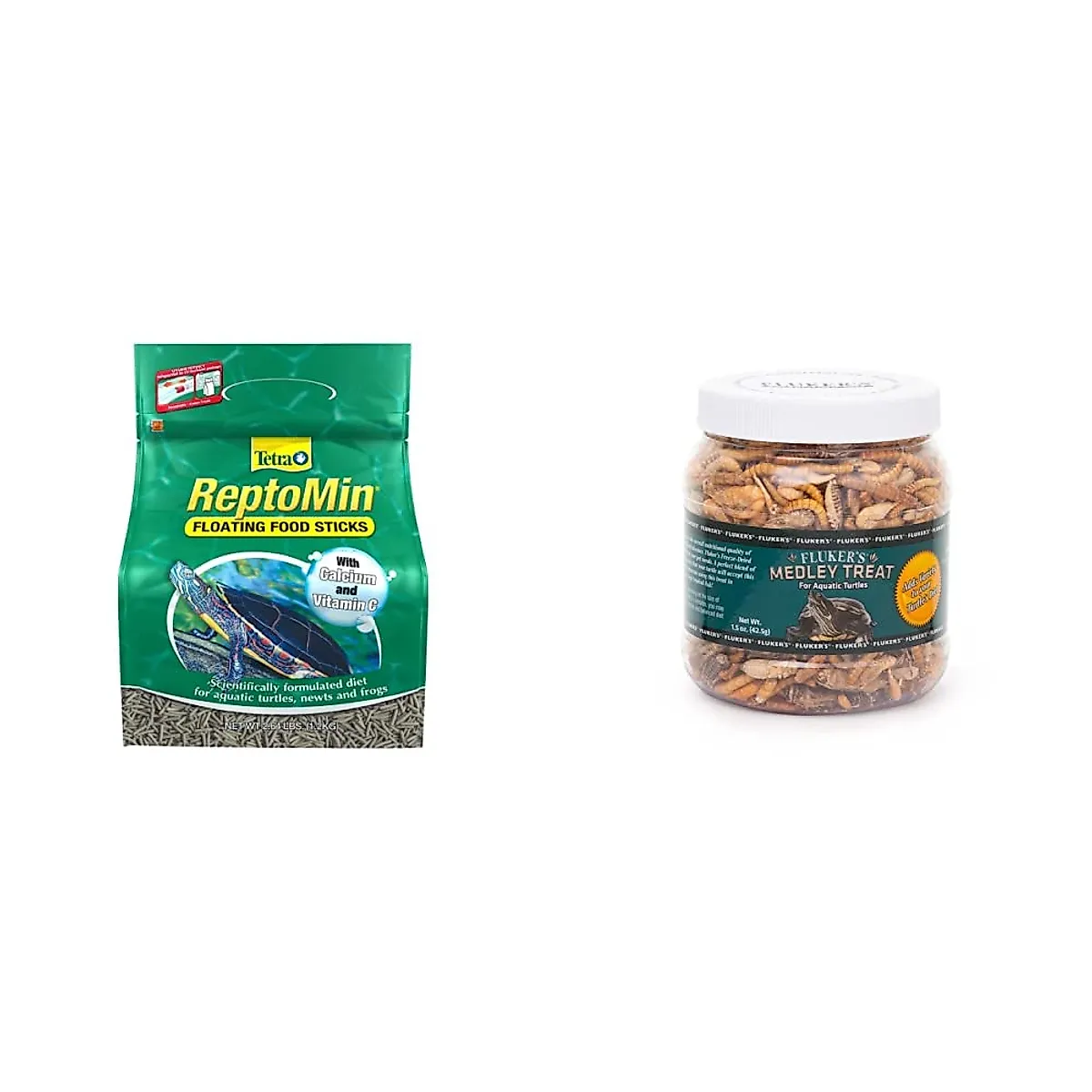 Tetra ReptoMin Floating Turtle Food and Fluker Labs Aquatic Turtle Treats