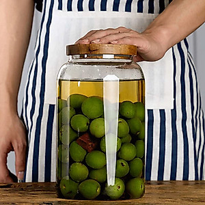 WINAKUI Large Glass Jars with Airtight Wooden Lid, Food Storage Glass Canister, Clear Cereal Storage Container for Flour, Sugar, Coffee Beans, Snack (94 FL OZ (2800ml))