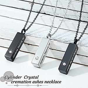 Urn Necklace for Ashes for Men and Women Cremation Jewelry for Ashes Stainless Steel Small Keepsake Pendant for Human Ashes (Black, Sliver, 12)