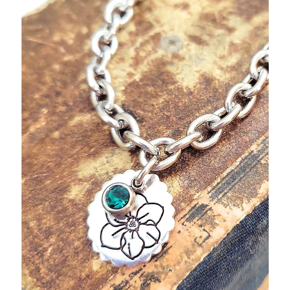 December Birthstone Charm Bracelet and Birth Month Narcissus Flower Simple Dainty Gift for Her Mom Daughter