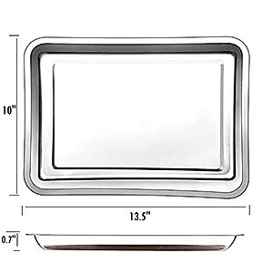 Tattoo Stainless Steel Tray - Yuelong 2 Pack 13.5'' X 10'' Stainless Steel Tattoo Trays Dental Medical Tray Piercing Instrument Tray Flat for Tattoo Supplies Tattoo Kits