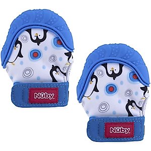 Nuby Soothing Teething Mitten (2 Count, Blue)