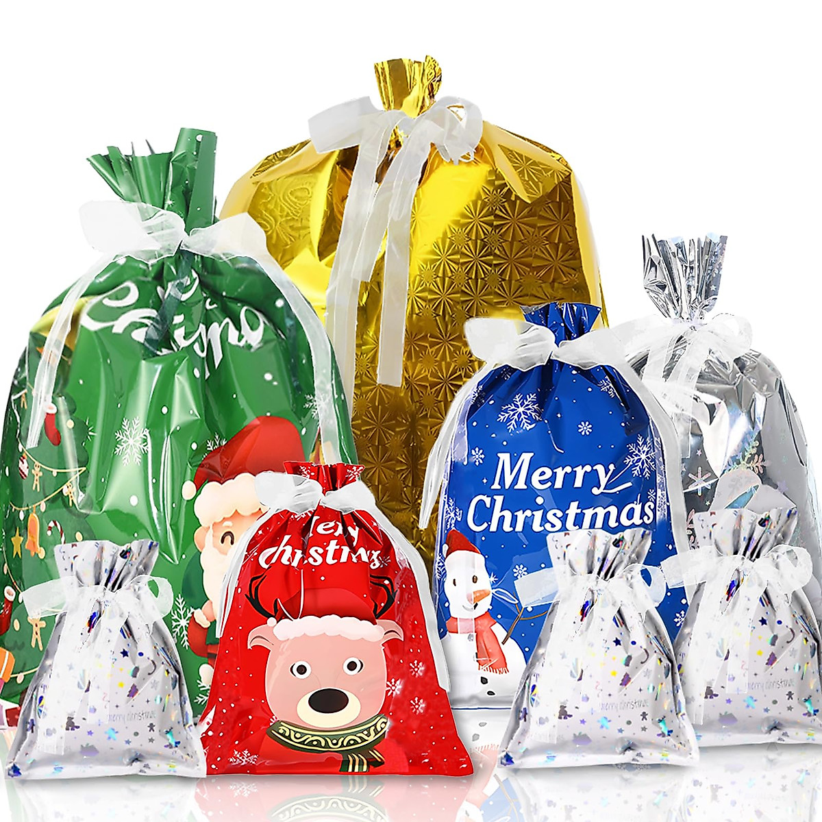 Christmas Gift Bags-41 PCS For Holiday Gift Assorted Sizes Bulk (Large Medium Small)