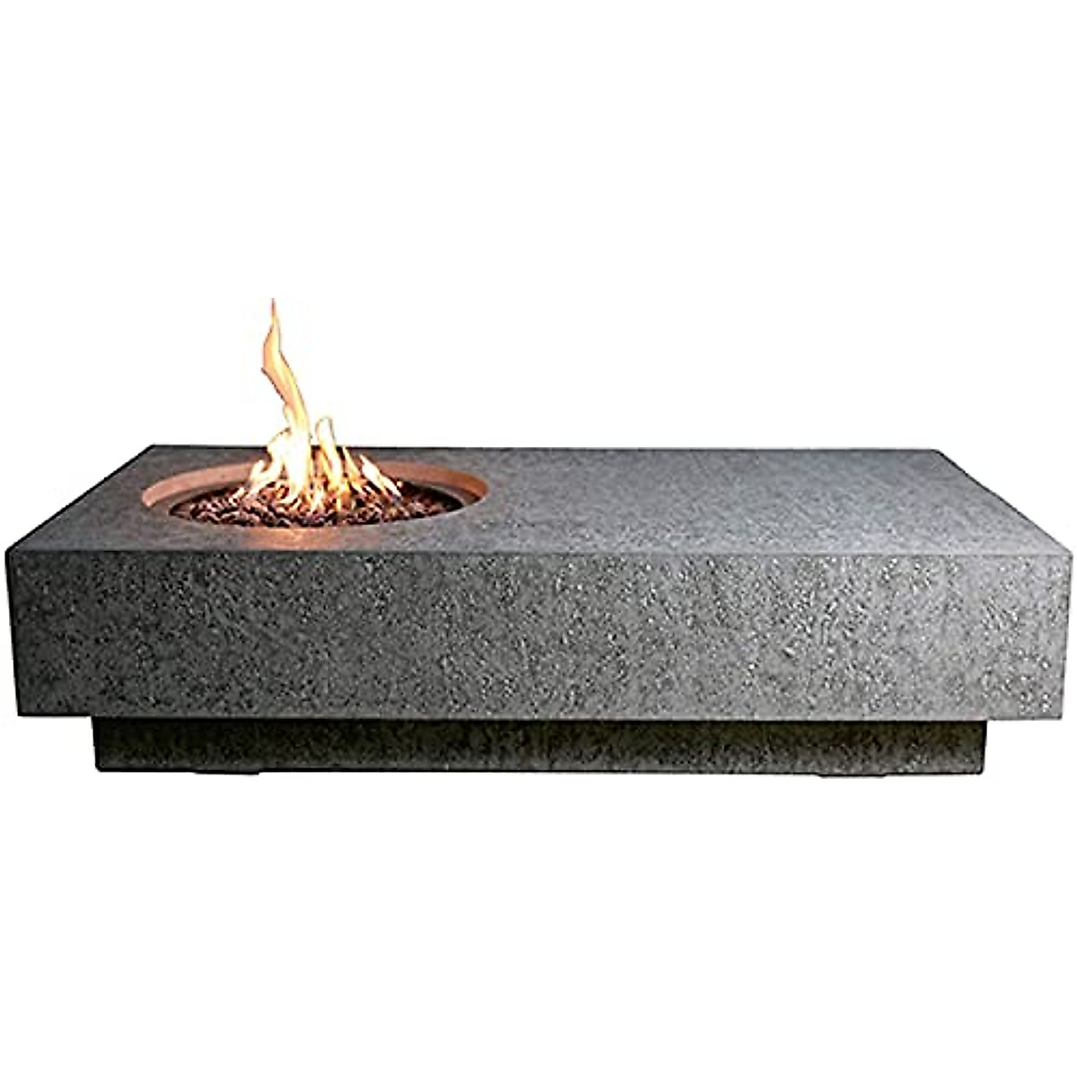 Elementi Metropolis Table Cast Concrete Natural Gas Fire Table, Outdoor Fire Pit Fire Table/Patio Furniture, Canvas Cover & Lava Rock Included with Free AMS Fireplace Wind Guard