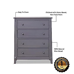 Sorelle Furniture Berkley Baby Dresser – Dresser for Nursery, Kids Bedroom Furniture, Dresser Drawers, Nightstand for Child’s Room with Drawers, Nursery Furniture for Infant-Gray