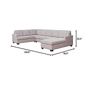 Merax Modern Large Upholstered U-Shape Sectional Sofa, Extra Wide Chaise Lounge Couch for Living Room, Beige