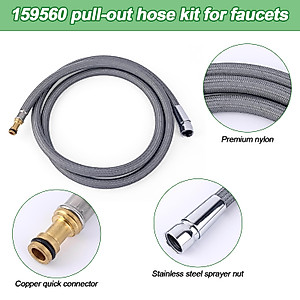 Kitchen Faucet Hose Replacement, 59.06 Inch Kitchen Sink Pull Out Faucet Hose 159560 Replacement Hose Compatible with Moen Pull Out Faucet