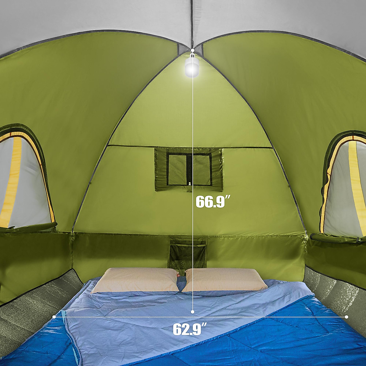 GoHimal Pickup Truck Tent, Waterproof PU2000mm Double Layer for 5.5-6.0 FT Truck Bed, Portable Bed Tent for Camping, Green