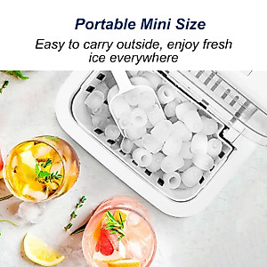 Countertop Ice Maker Machine - 6 Mins 9 Bullet Ice, 26.5lbs/24Hrs, Portable With Self-Cleaning, Scoop, and Basket (Black)