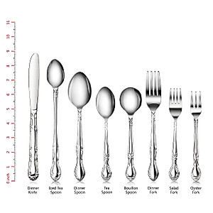New Star Foodservice 58642 Rose Pattern, 18/0 Stainless Steel, Dinner Fork, 7.2-Inch, Set of 12
