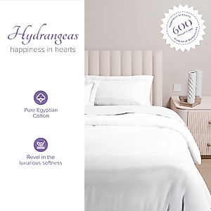 Carressa Linen 100% Egyptian Cotton Duvet Cover Queen Size - 600 Thread Count 3 PC Duvet Cover Set, Extra Long Staple Egyptian Cotton Quilt Cover, Soft, Breathable with Hidden Zipper Closure - White