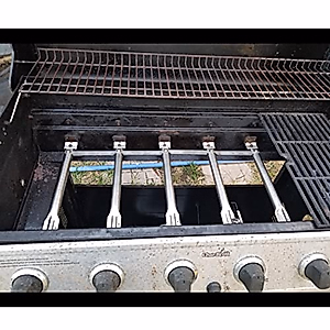 YIHAM KB890 Gas Grill Replacement Parts Tube Burner for Charbroil, Kenmore, Members Mark 720-0691A, Duro 740-3003-BI, Kirkland 720-0439, Master Chef, Nexgrill, 14 3/8 inch, Set of 4