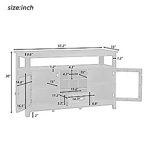 FRITHJILL 51.2 inches Wide Sideboard with Large Storage Space, Modern Coffee Bar Cabinet with Wine Rack, Acrylic Door, Adjustable Shelves