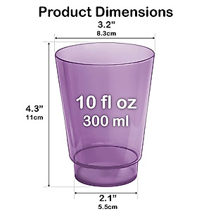 Acrimet Plastic Cup, Reusable, 10oz | 300ml, Tumbler Water, Machine Washable, Stackable Beverage Tumblers, Drinking Cup, Shatterproof, Durable (Purple Color) (Set of 10)