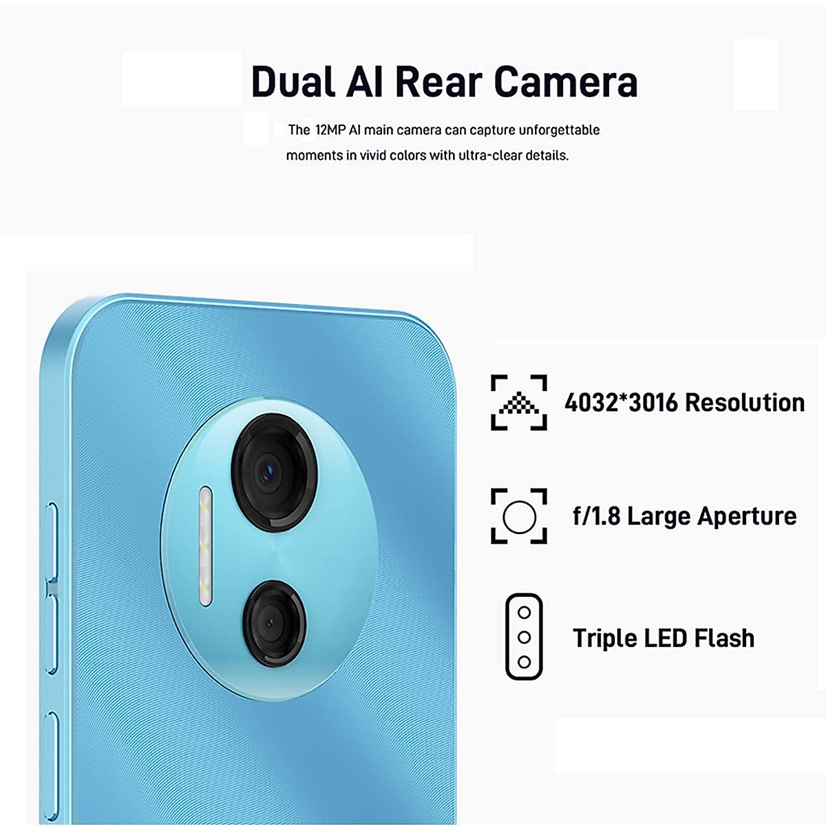 DOOGEE X97 Pro Android 12 Smartphone, 4GB+64GBUnlocked Cell Phone, 12MP Camera+5MP Camera, 6.0" HD+ Screen 4200mAh Battery Dual SIM GSM Unlocked Phone NFC GPS Face ID FM US Version, Blue