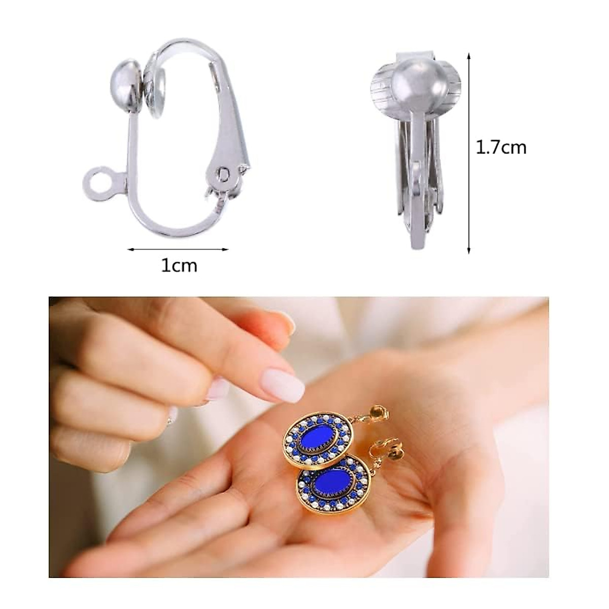 HLLMX 20 PCS Clip-on Earring Converter with Easy Open Loop Hypoallergenic Earring Clip On Backs Parts Components Findings for DIY Earring and Turn Any Studs or Pierced into Clip on (Silver)