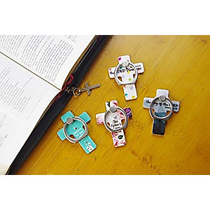 The Cross Cell Phone Ring Universal 360 Degree Rotation and Swivel Head Finger Grip Phone Holder Design with Bible Words (Pink)
