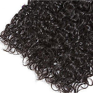 Hair Extensions, Wigs & Accessories Peruvian Water Wave Baby Hair 3 Bundles With 13 * 4 Lace Frontal Closure Hair Weave Bundles Non Remy Human Hair Weave for Women (Length : 24 24 24 Cl20)