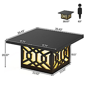 Tribesigns Coffee Table with LED Lights, Modern Square Cocktail Table with Storage, Center Table Living Room Furniture, Black