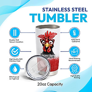 Hyturtle Personalized Funny Sarcastic Chicken Gifts for Chicken Lover Farmer Animal Lover Men Women Friend - Birthday Christmas - Funny Rooster Chicken Custom Name 20oz Stainless Steel Tumbler