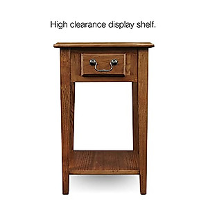Leick Home 9041-MED One Drawer Square Side Table with Shelf, Medium Oak