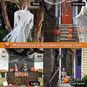 Xgunion Halloween Creepy Cloth 6Pcs 30×72inch Halloween Black Spooky Scary Creepy Gauze Cloth Decor Creepy Cloth Halloween Decorations for Party Indoor Outdoor (4Black + 2White)