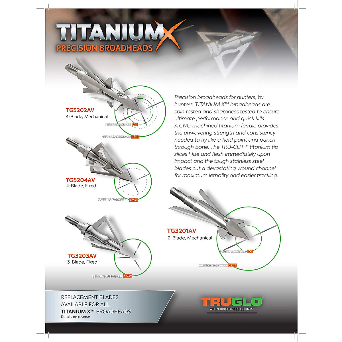 TRUGLO Apex Archery Archery 3-Blade Archery Crossbow Arrow Broadheads, Multi, 32-inch US