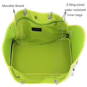 QOGiR Neoprene Multipurpose Beach Bag Tote with Inner Zipper Pocket (Light Grey, X-Large)