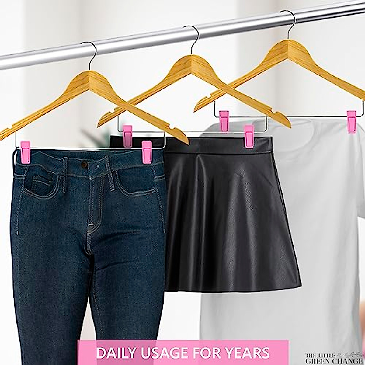 20Pcs Baby Hangers Clips - Hanger Clips for Kids Hangers Plastic with Clips - Pant Clips Pink Baby Clips - Slim Line Finger Clips for Crafts - Small Clothes Clips for Hangers with Clips Plastic