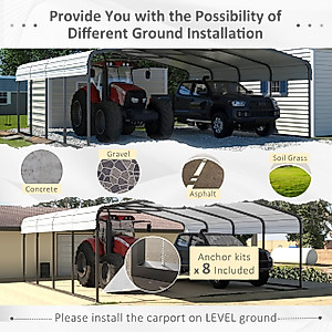 MUPATER Outdoor Carport, 20' x 20' Heavy Duty Canopy for Garage, Car Garage Shelter with Metal Roof and Frame for Car, White