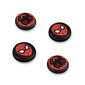 DLseego Spider Thumb Grips Caps for Switch/Switch Lite/Switch OLED Joy Con Cool Movie Comic Hero Console Analog Joystick Protective Cover Cartoon Button Cap 4PCS - Red and Black
