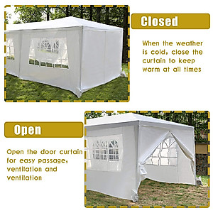 Gazebo Tent 10'x30' Canopy Tent Outdoor Gazebo Canopy Wedding Party Tent with 8 Removable Side Walls, White (10x30ft 8 Removable Sidewalls)