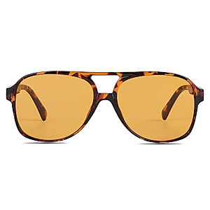 Xpectrum Big 70s Retro Clear Yellow Sunglasses for Men Women Vintage Trendy Sun Glasses (Tortoise Shell Yellow)