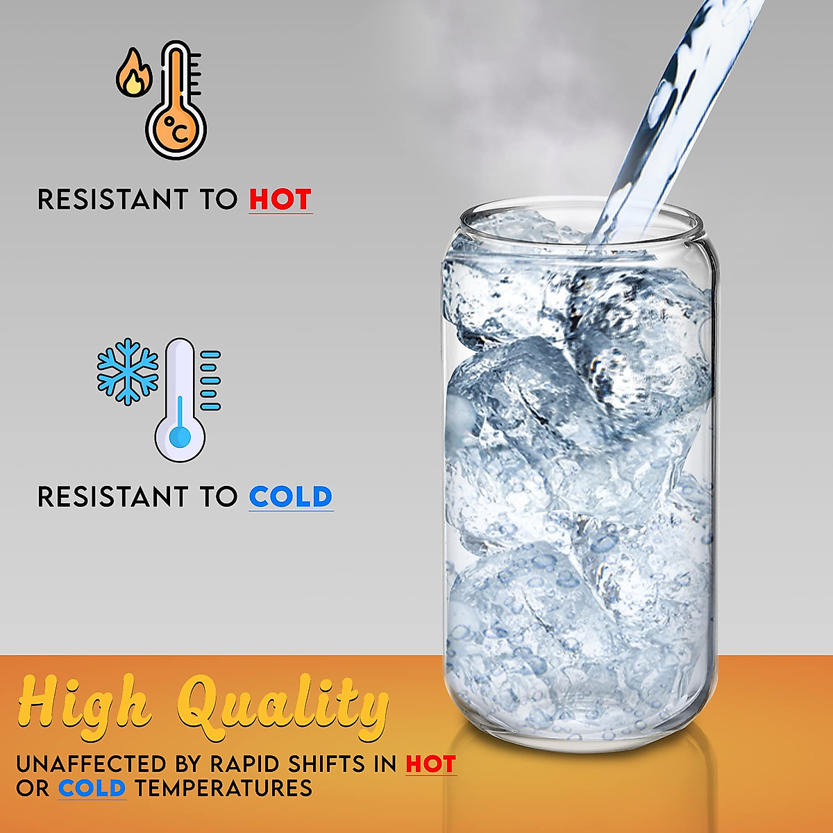 Drinking Glasses with Bamboo Lids and Stainless Steel Straw 16 oz. Glass Tumblers. Ice Coffee, Beer, Cocktails and Smoothie Cups. Set of 4. Vasos de vidrio.