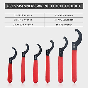 LynTorin 6pcs Coilover Adjustable Steel Spanners Wrench Hook Tool For Suspension System and Shock Adjustments
