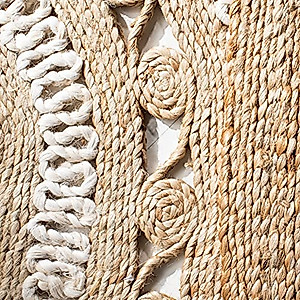 SAFAVIEH Natural Fiber Round Collection 5' Round Ivory NF169B Handmade Boho Charm Farmhouse Jute Area Rug
