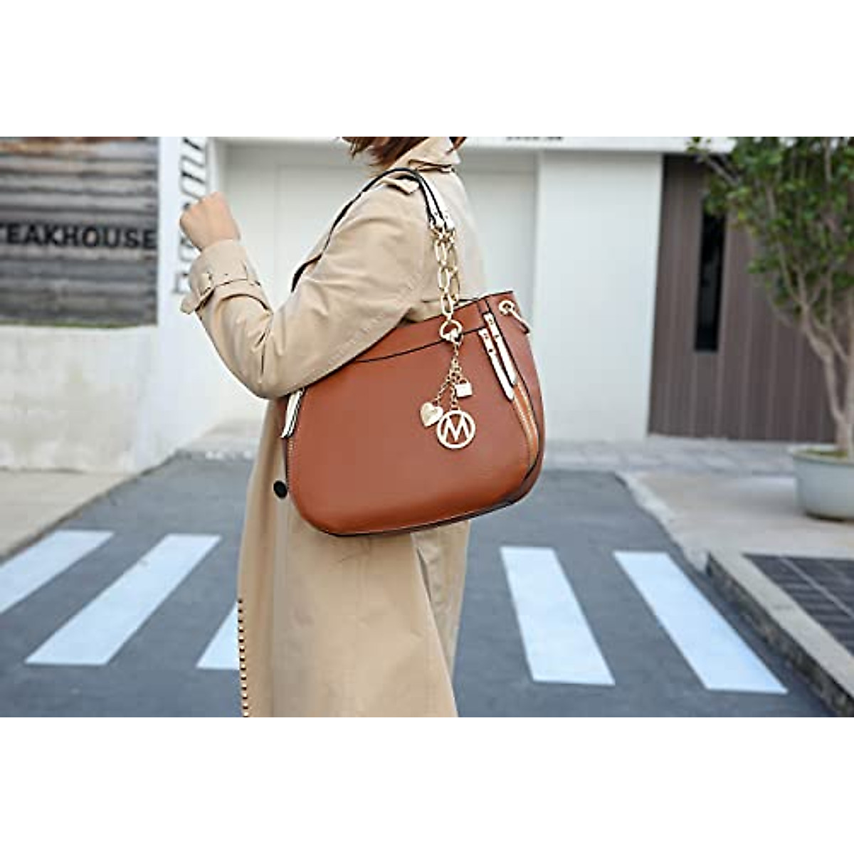 MKF Collection Tote Handbag with Wristlet Wallet, Vegan Leather Crossover Women’s Shoulder bag Purse