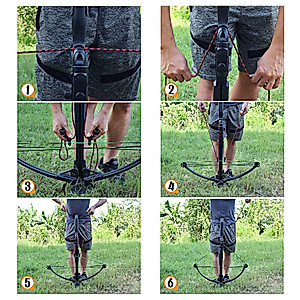 ELONG OUTDOOR Crossbow Cocking Device Crossbows Cocker Rope Double Handle 3 Finger Strings Cocking Tool-Works with All Crossbows